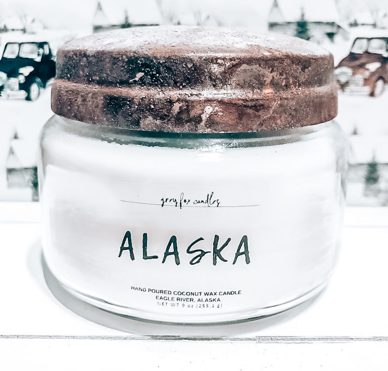 ALASKA PREMIUM COCONUT WAX CANDLES w/ ALASKA THEMED WATERCOLOR LABELS ...