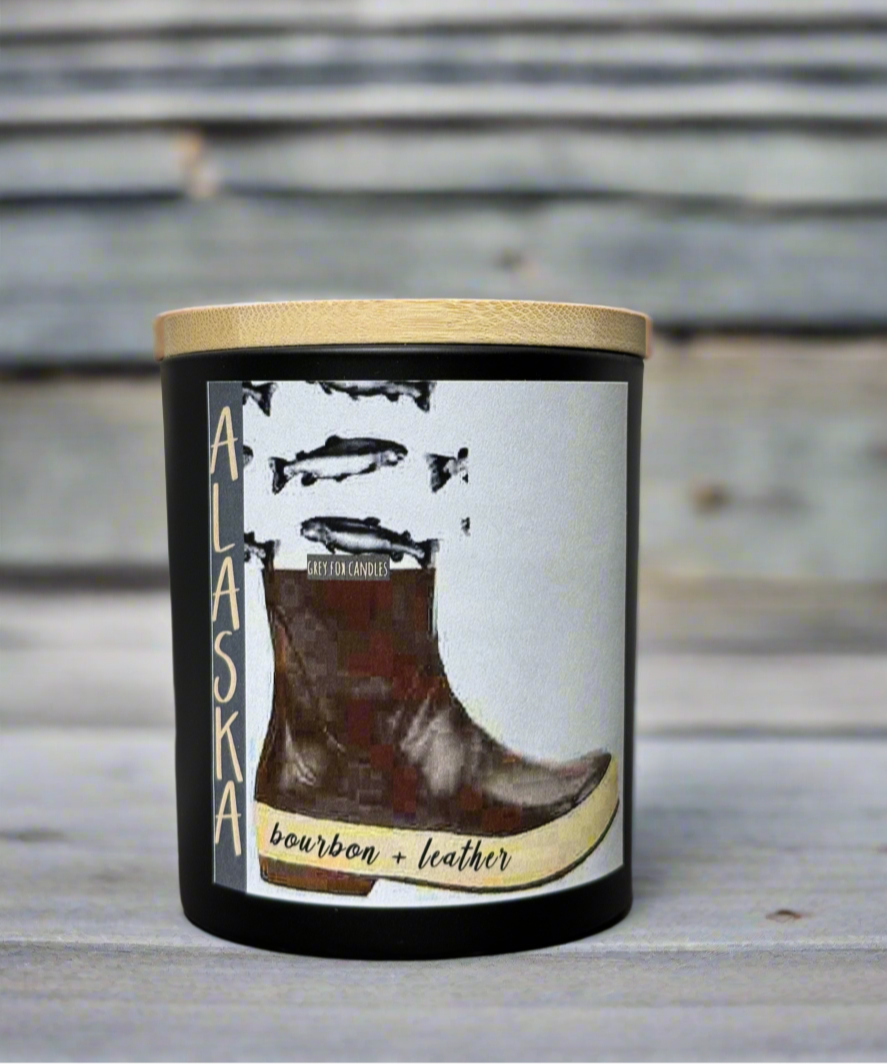 Bourbon & Leather Water Boot Candle | Luxury Scent | Alaska Made – Grey ...