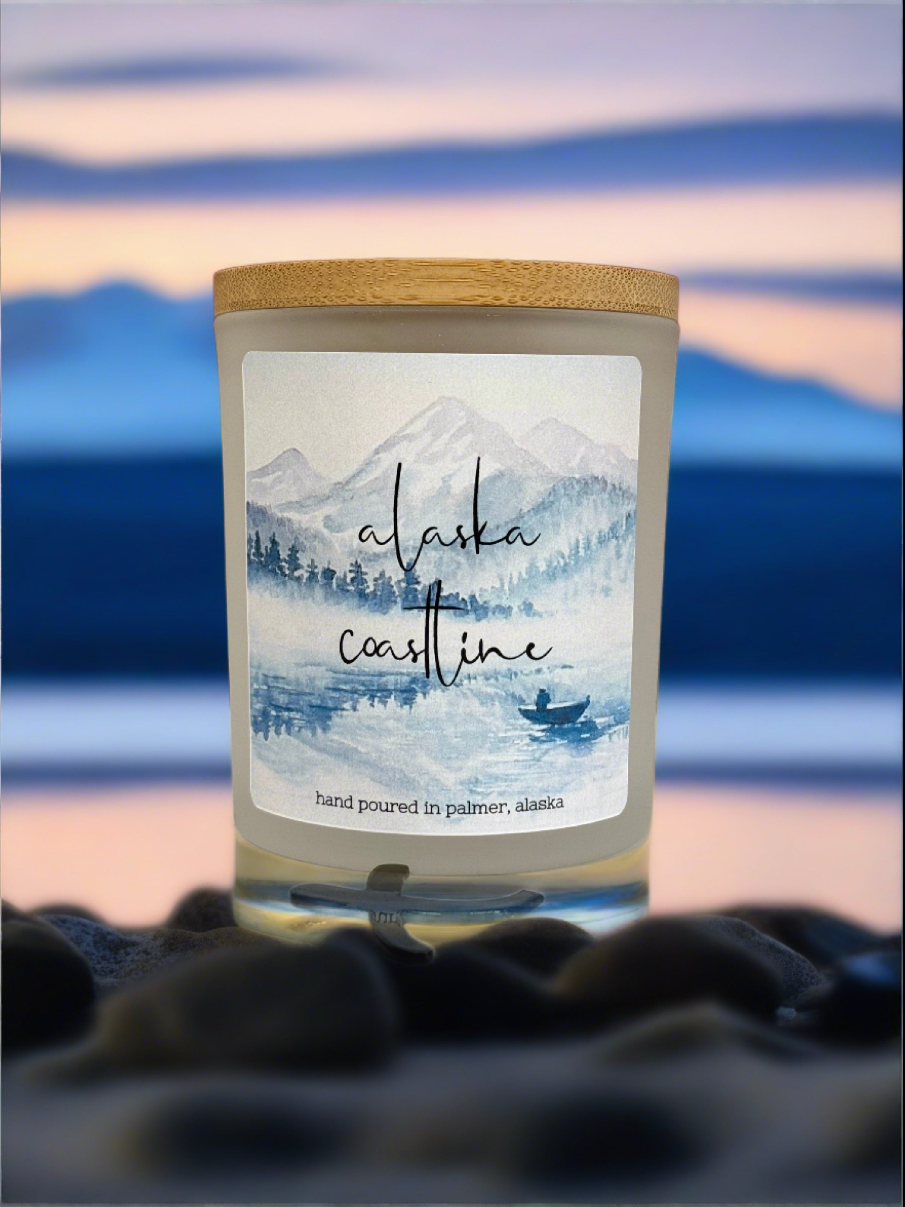 ALASKA PREMIUM COCONUT WAX CANDLES w/ ALASKA THEMED WATERCOLOR LABELS ...